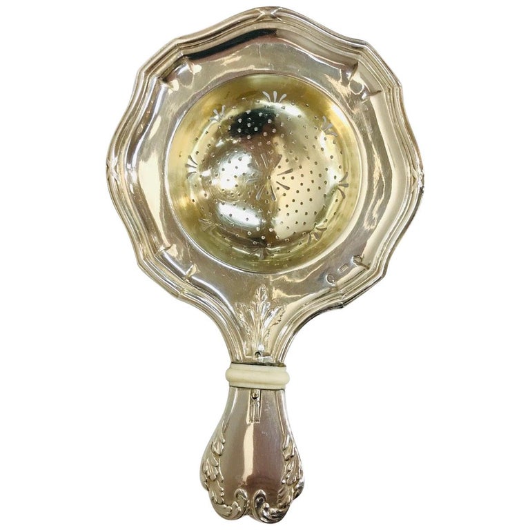 Antique Sterling Silver Tea Strainer For Sale at 1stDibs