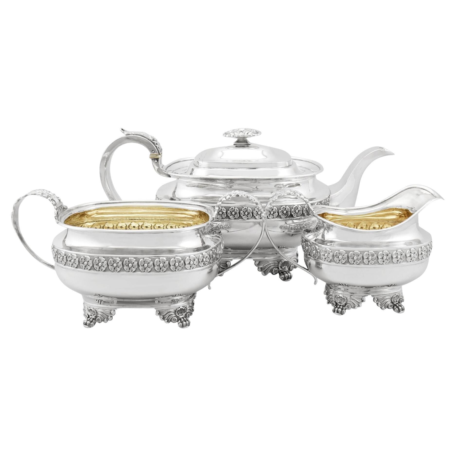 1822 Antique Scottish Sterling Silver Three Piece Tea Service at 1stDibs