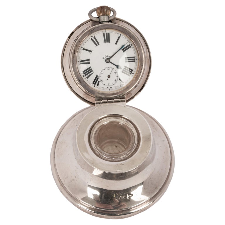 Antique Sterling Silver Walker and Hall Sheffield Capstan Desk Inkwell ...