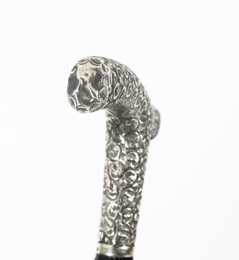 Antique Sterling Silver Walking Cane Stick Dated London 1899 19th C at ...