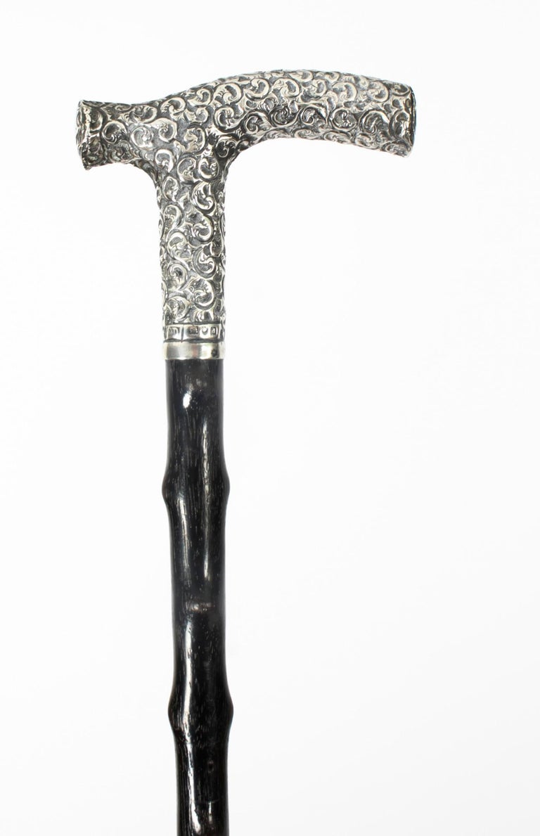 Antique Sterling Silver Walking Cane Stick Dated London 1899 19th C at ...