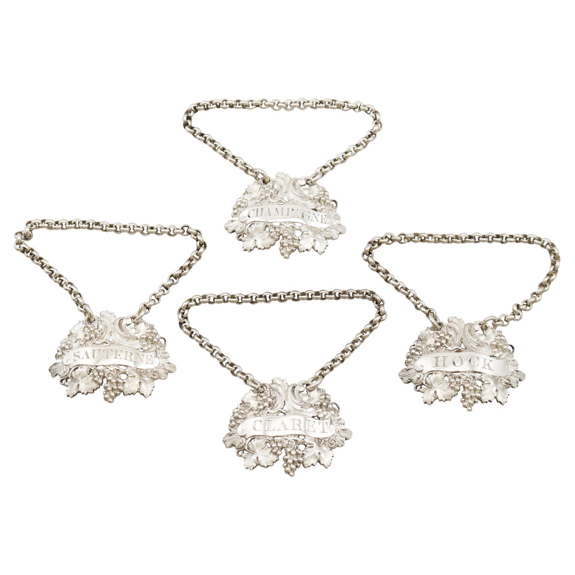 Mid-Century French Silver Wine Chiller with Engraved Wine Labels, 1966 ...