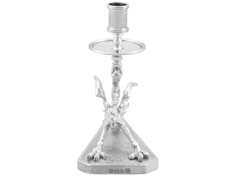 Antique Sterling Silver Wyvern Taperstick Victorian For Sale at 1stDibs