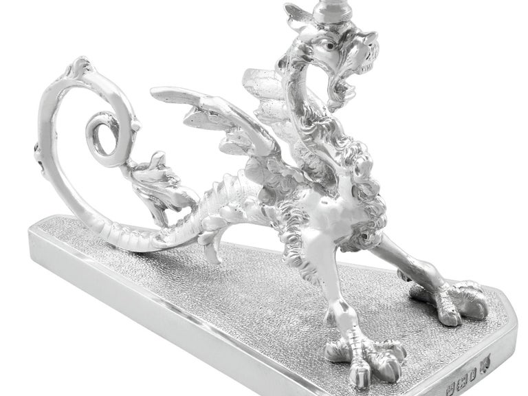 Antique Sterling Silver Wyvern Taperstick Victorian For Sale at 1stDibs