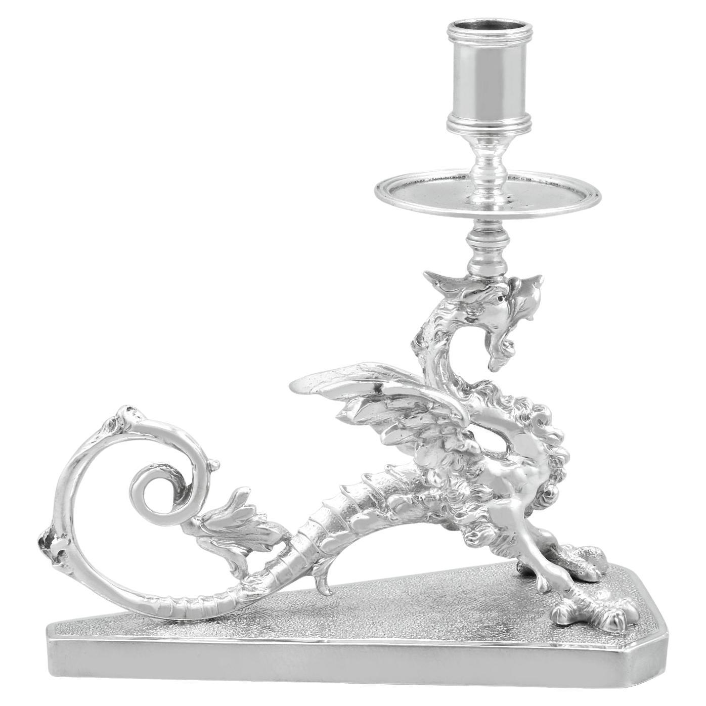Antique Sterling Silver Wyvern Taperstick Victorian For Sale at 1stDibs