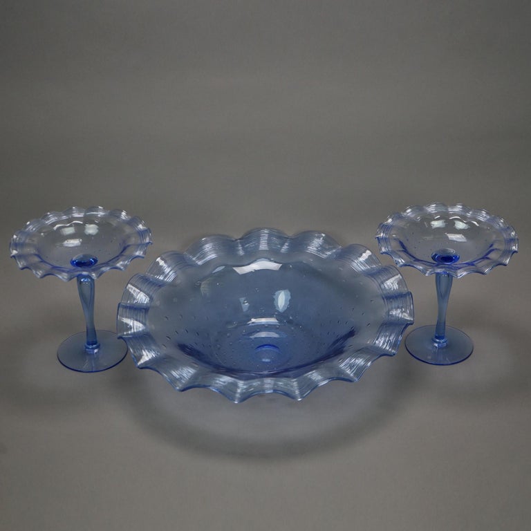 Antique Steuben Art Glass Center Bowl and Compote Set, Circa 1920 For ...