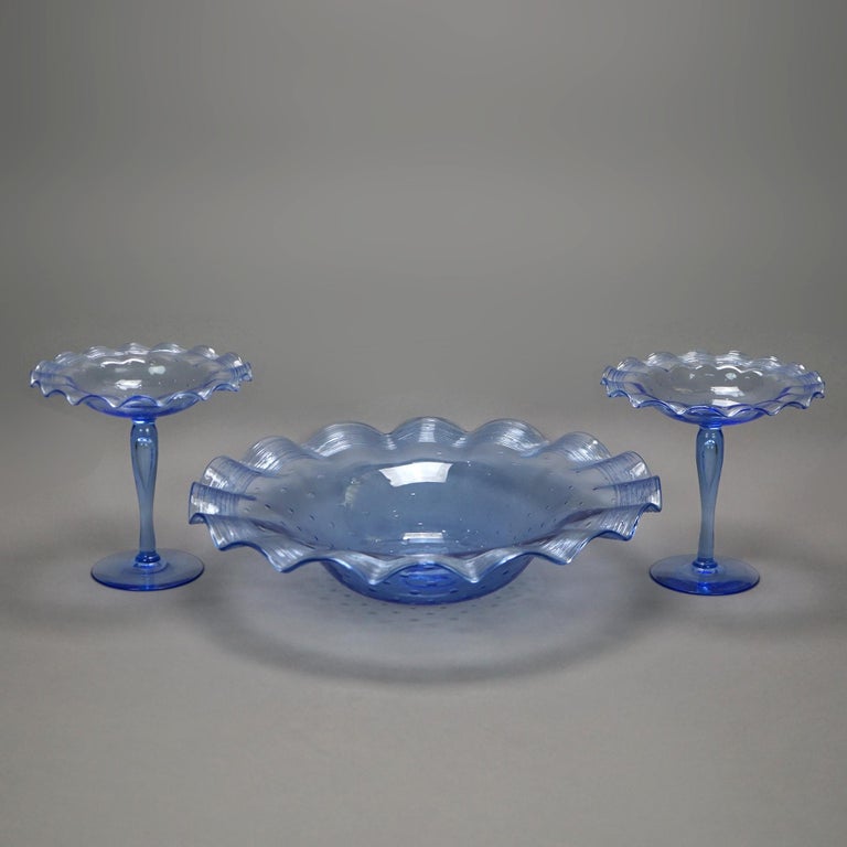 Antique Steuben Art Glass Center Bowl and Compote Set, Circa 1920 For ...