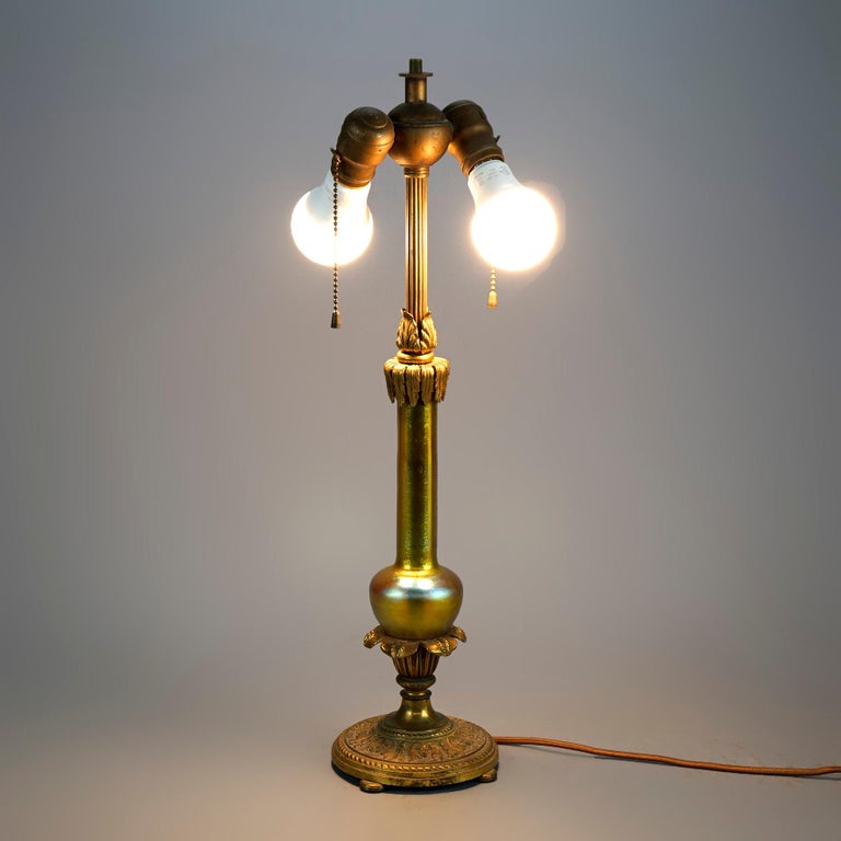 Antique Steuben Aurene Art Glass Table Lamp, circa 1920 For Sale at 1stDibs