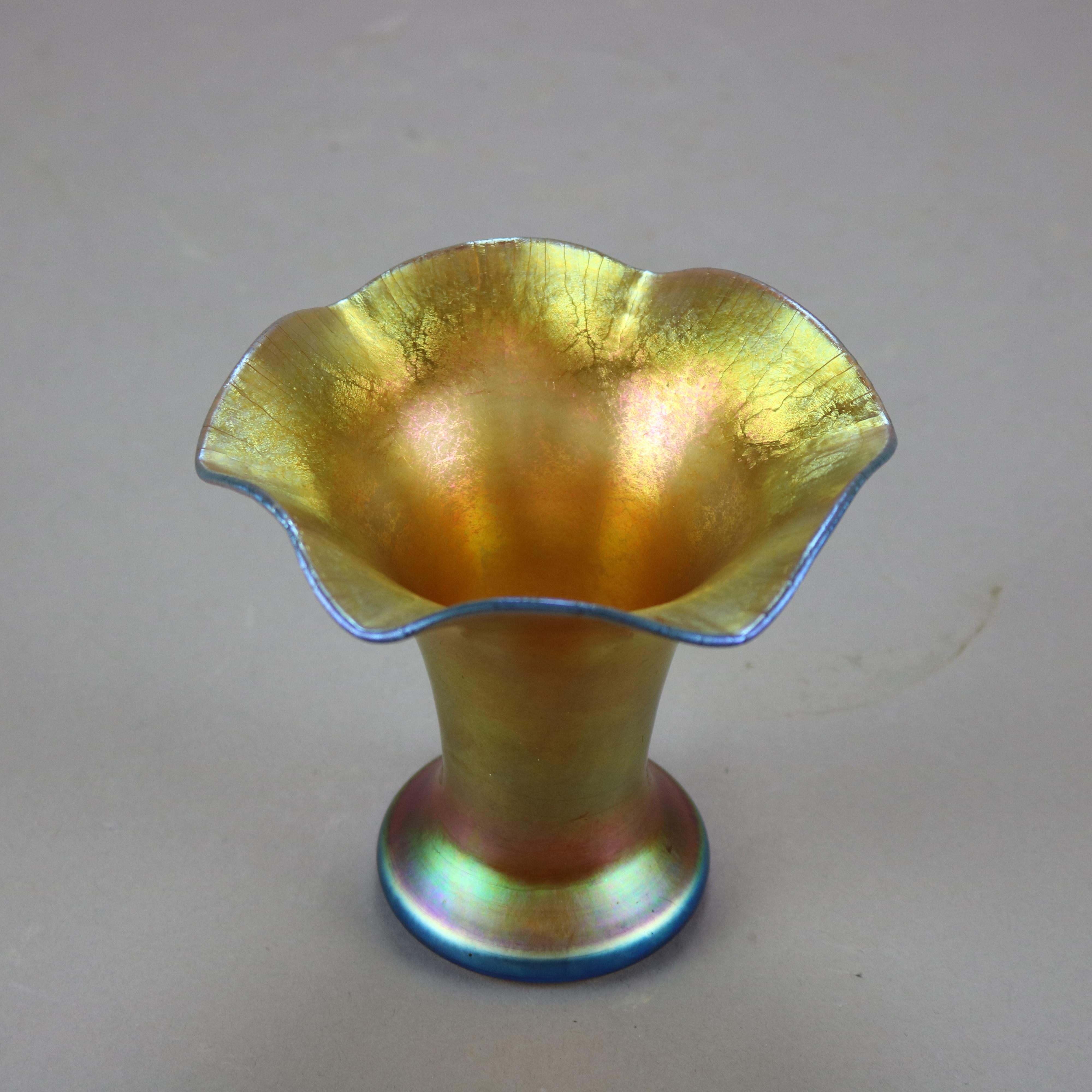 Antique Steuben Gold Aurene Art Glass Fluted Vase circa 1920 at 1stDibs ...