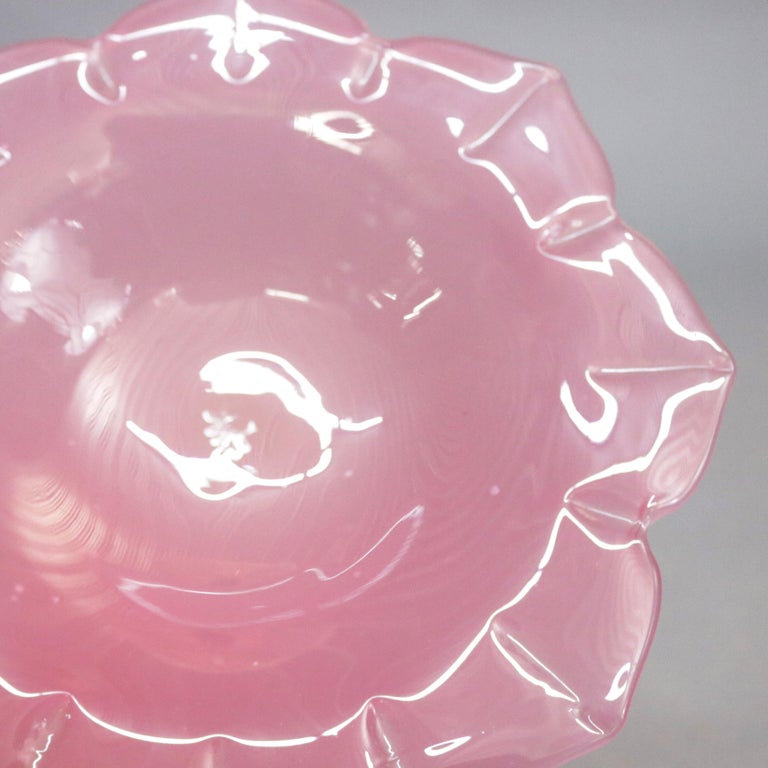 Antique Steuben Rosaline and Alabaster Art Glass Floral Form Compote ...
