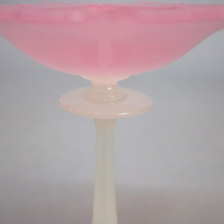 Antique Steuben Rosaline and Alabaster Art Glass Floral Form Compote ...