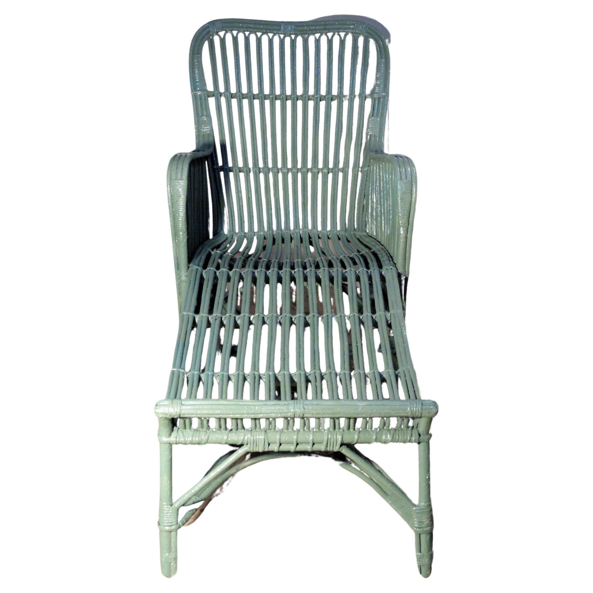 Antique Stick Wicker Chaise Lounge and Matching Chair, 1920-1930 For ...