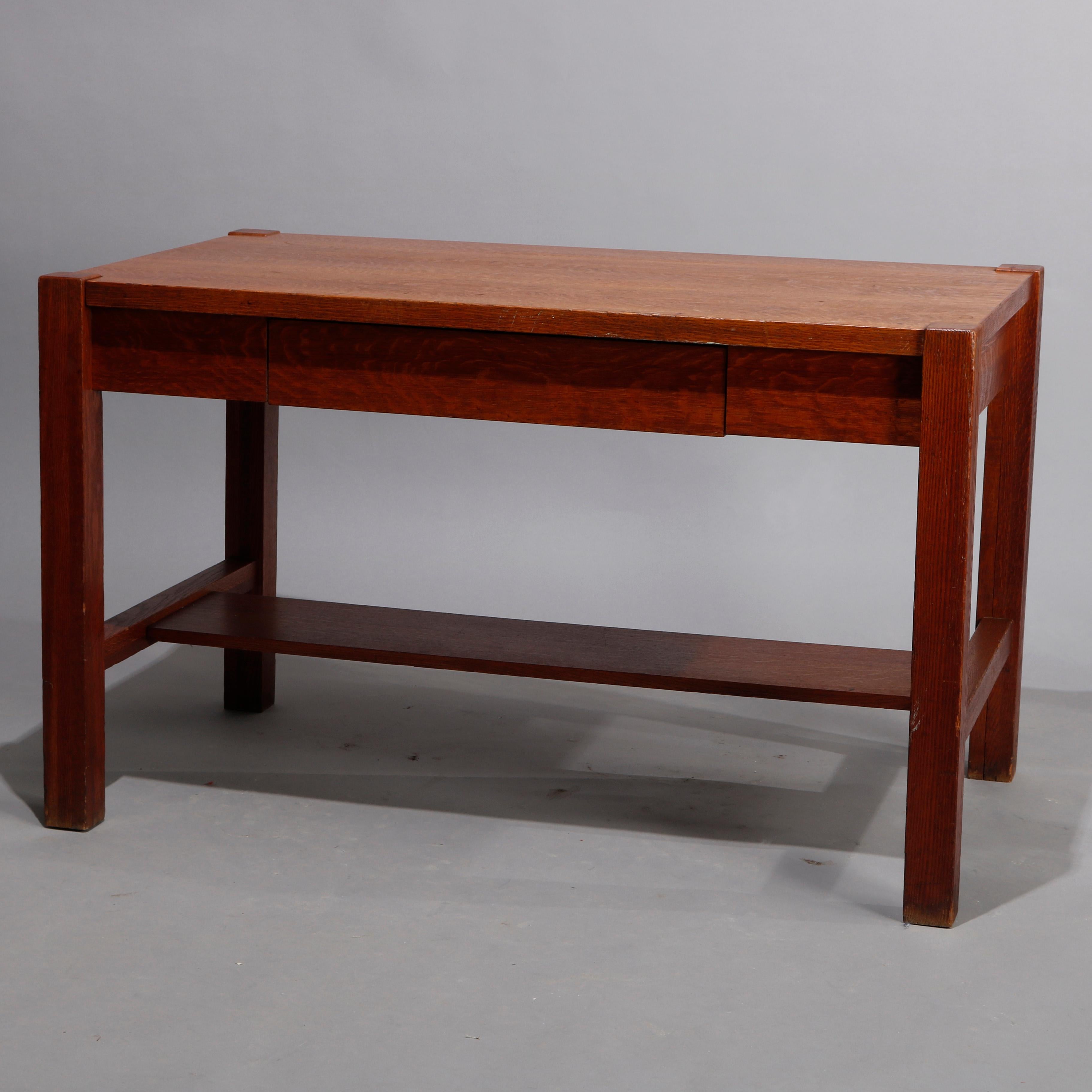 Antique Stickley School Arts and Crafts Mission Oak Desk Library Table ...