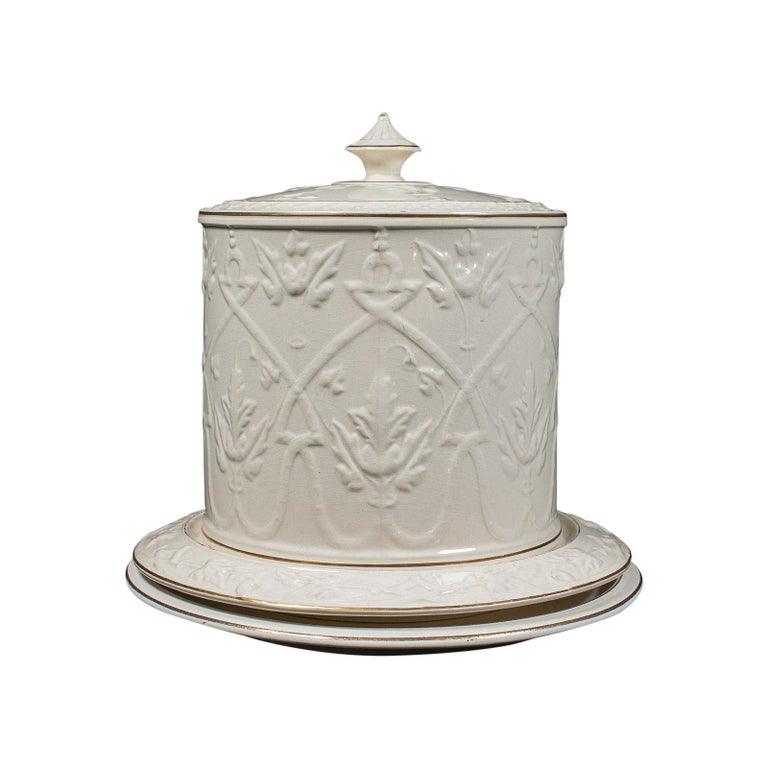 Antique Stilton Dome, English, Ceramic, Cheese Keeper, Biscuit Plate ...