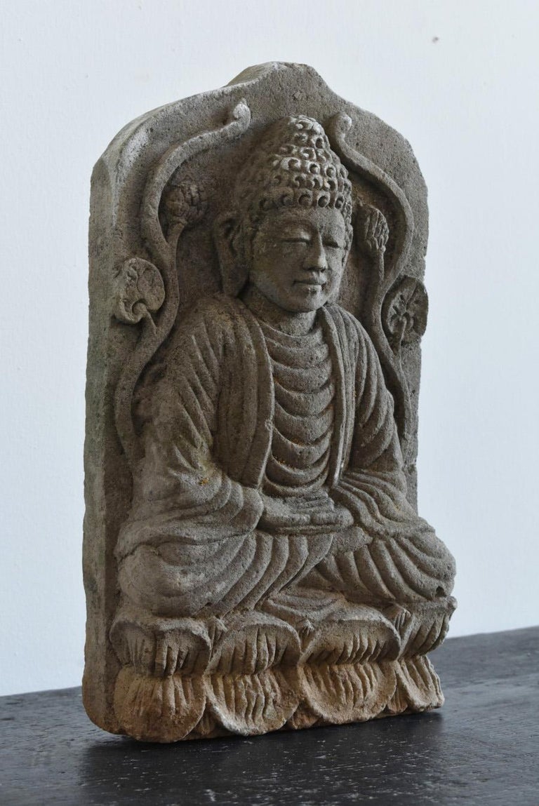 Antique Stone Buddha of Southeast Asia/Stone Plate/Nyorai Statue/1700 ...