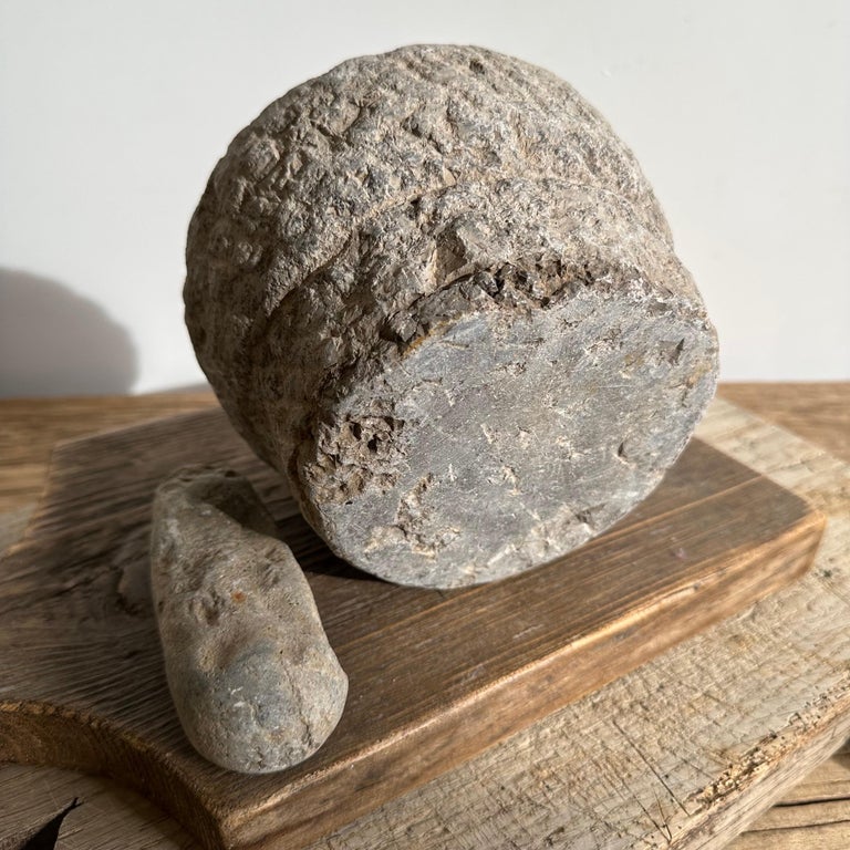 Antique Stone Mortar and Pestle Bowl Set For Sale at 1stDibs