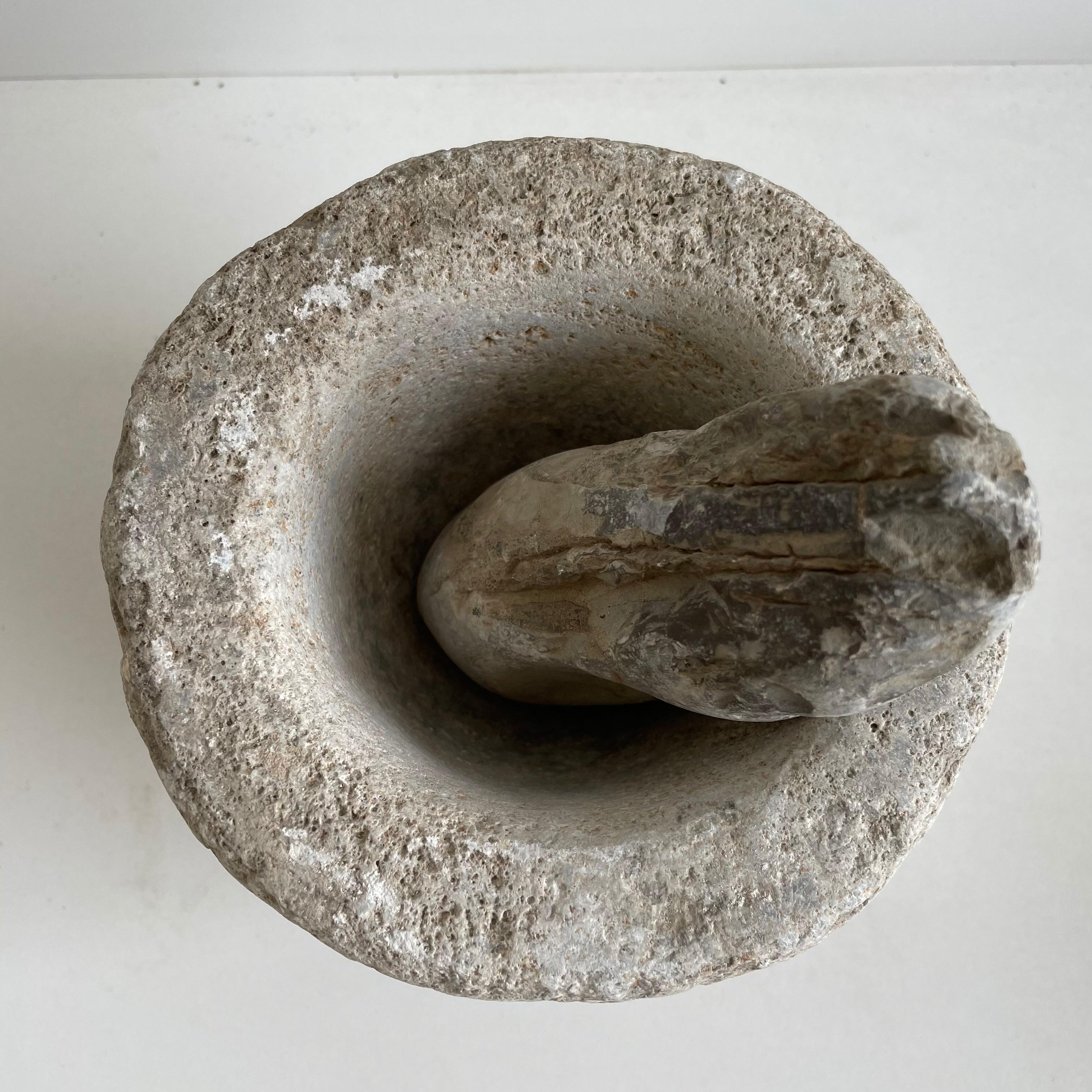 Antique Stone Mortar and Pestle Bowl Set at 1stDibs