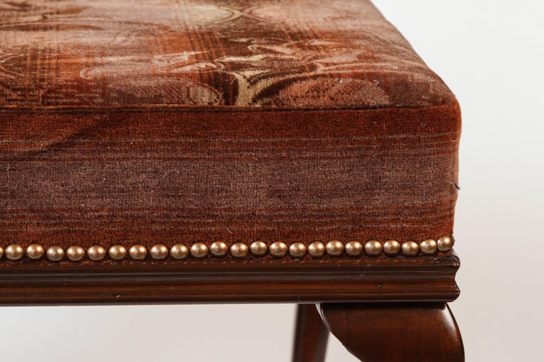 Antique Stool with Walnut Queen Anne Legs Newly Upholstered in Mohair ...