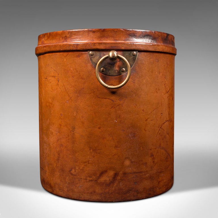 Antique Storage Bin, English, Leather, Bucket, Store, Hall Stand ...
