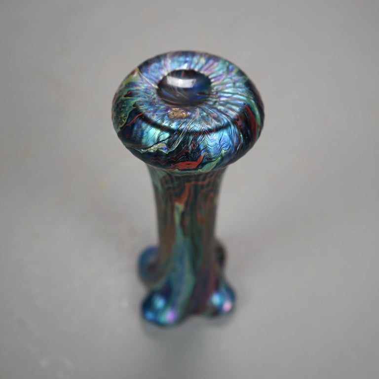 Antique Striated Ribble Art Glass Vase, Circa 1920 For Sale at 1stDibs