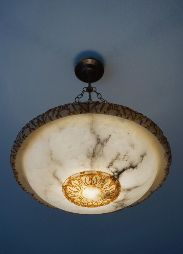 Antique, Striking and Large Hand-Carved and Colored Alabaster Pendant ...