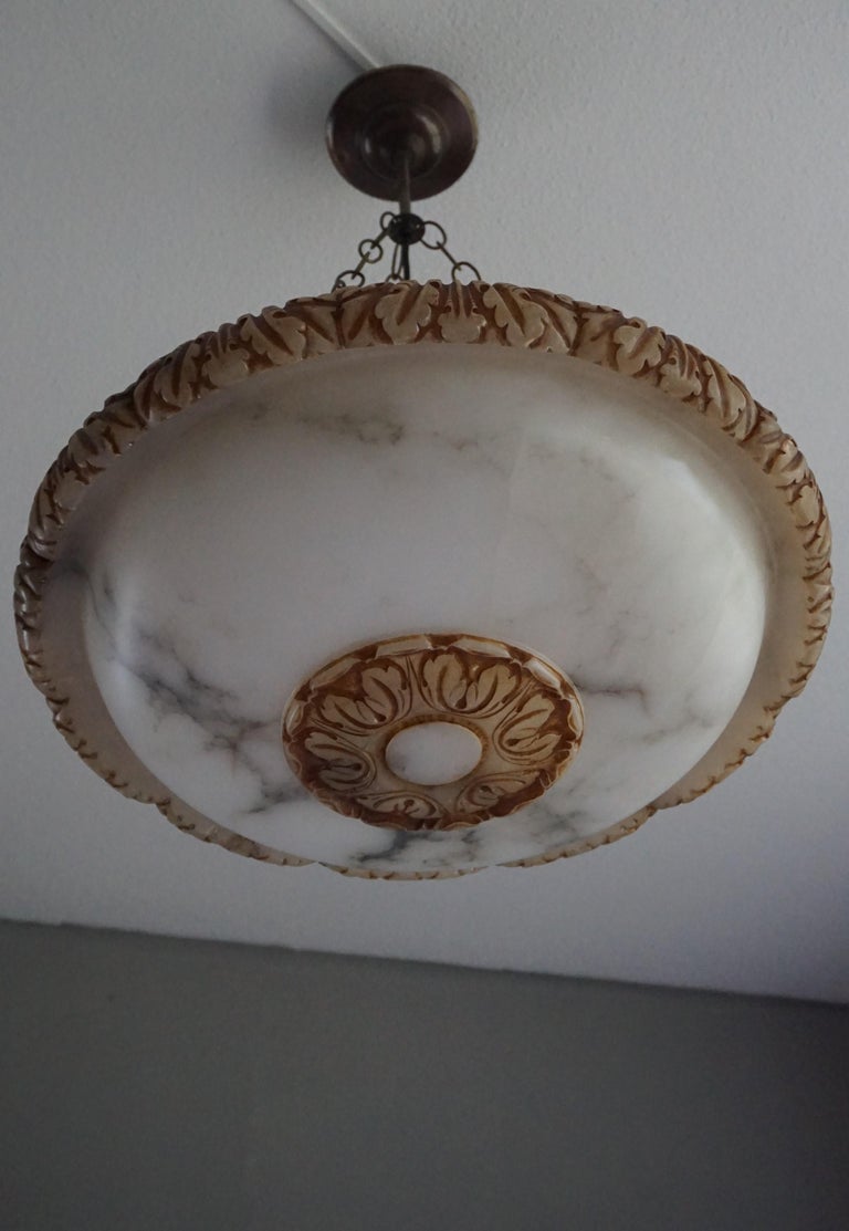 Antique, Striking and Large Hand-Carved and Colored Alabaster Pendant ...