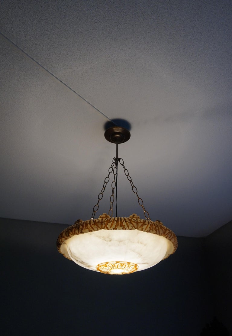 Antique, Striking and Large Hand-Carved and Colored Alabaster Pendant ...