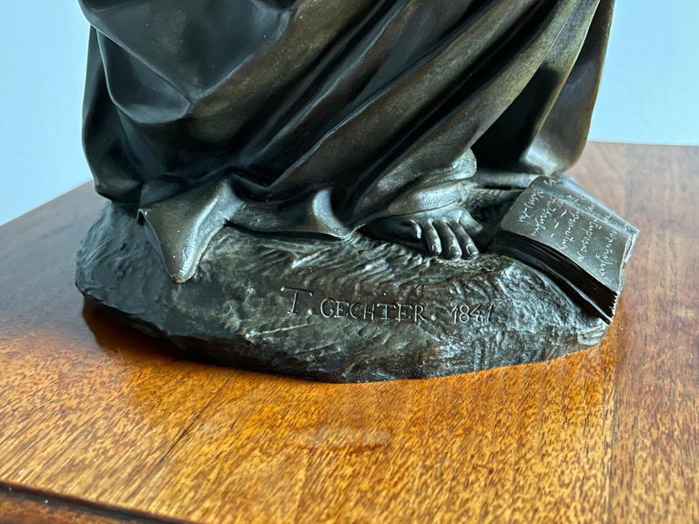 Antique and Stunning Bronze Kneeling Angel Sculpture Marked 1841 by T ...