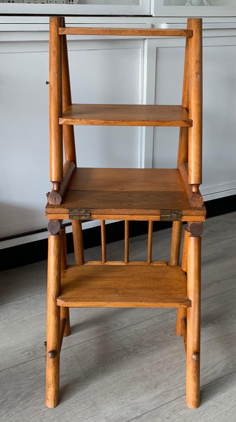 Antique and Sturdy Wooden Arts and Crafts Library Chair / Bookcase ...