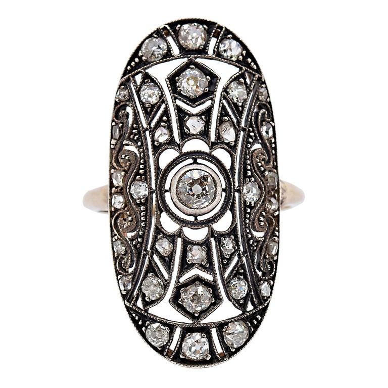 Antique Style Diamond Dinner Ring For Sale at 1stDibs