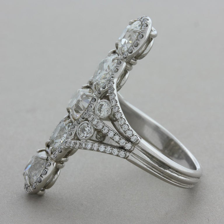 Antique Style Diamond Platinum Navette Ring at 1stDibs
