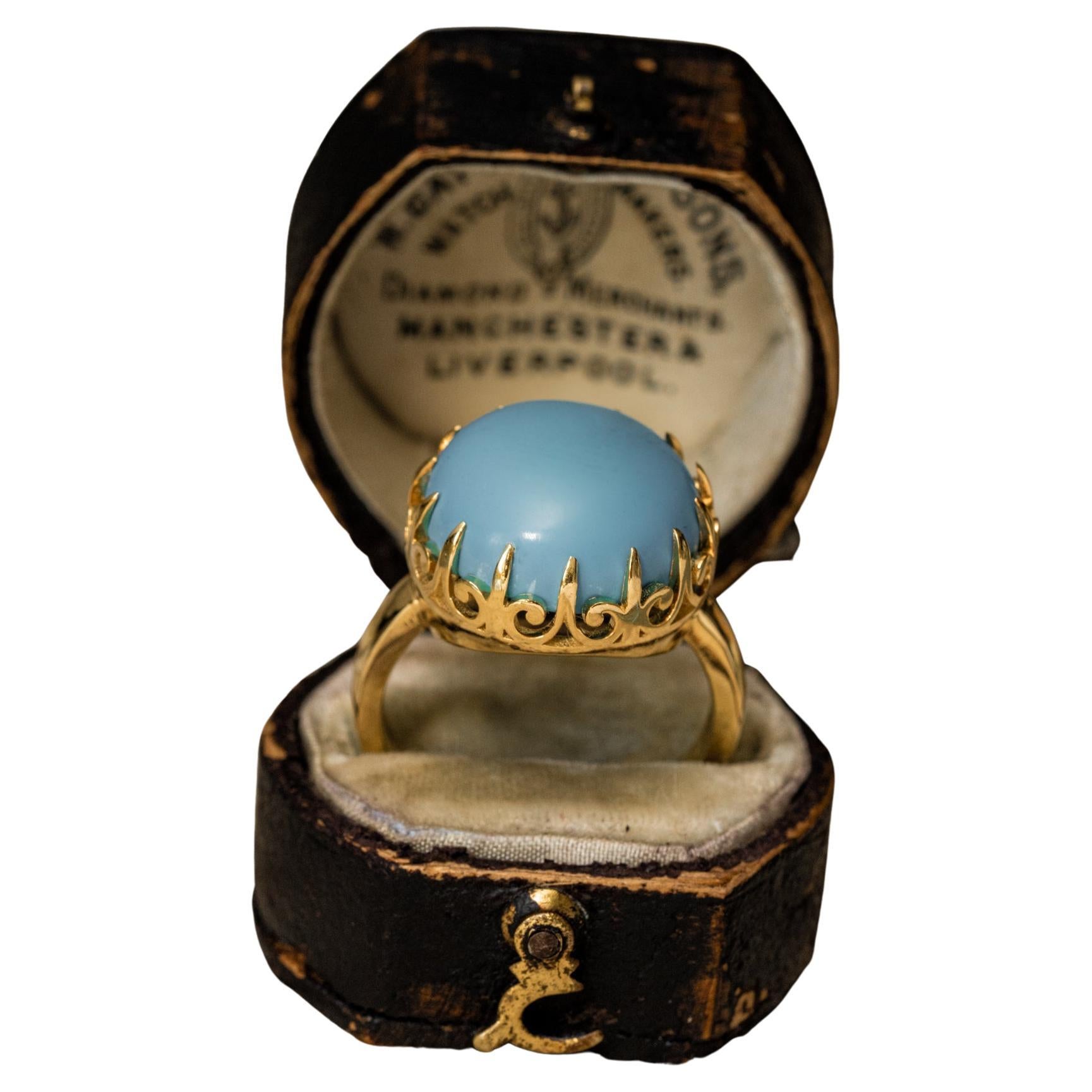 Antique Style Gold Garnet Cabochon Ring, Large Unisex Solid 10k Gold ...