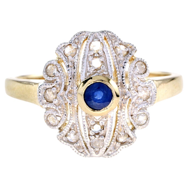 Customizable Antique Style Openwork Sapphire and Diamond Ring in 14K ...