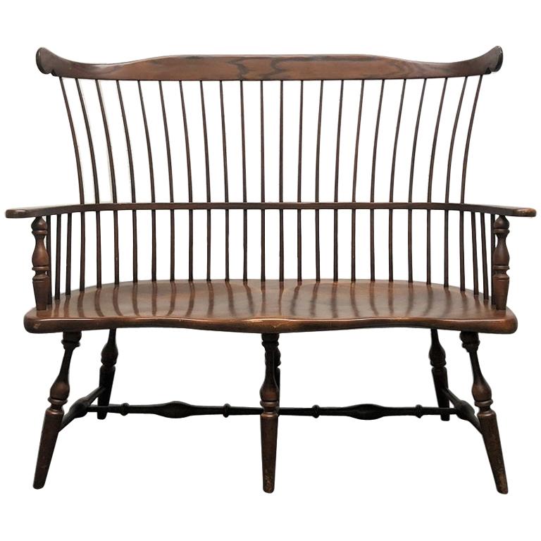 Spindle Back Painted Canadian Bench at 1stDibs