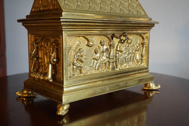 Antique and Stylish Gothic Revival Gilt Bronze and Brass Church Relic ...