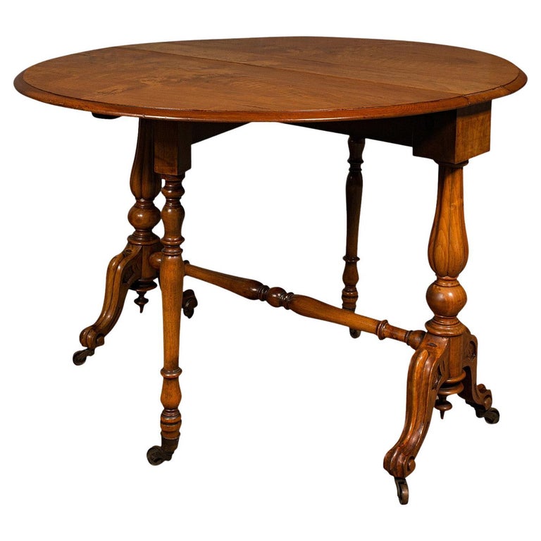 Antique Sutherland Table, English, Burr Walnut, Oval, Occasional ...