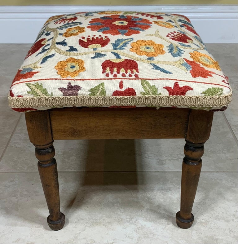 Antique Suzani American Hand Crafted Foot Stool at 1stDibs