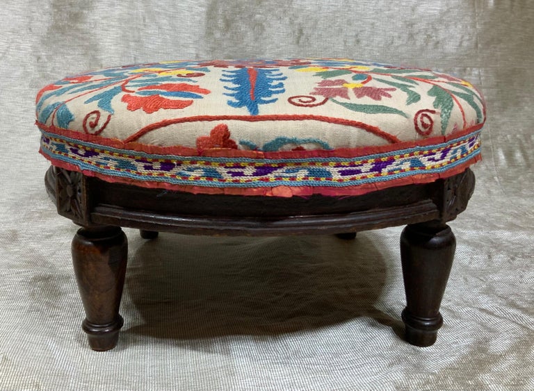 Antique Suzani Foot Stool at 1stDibs