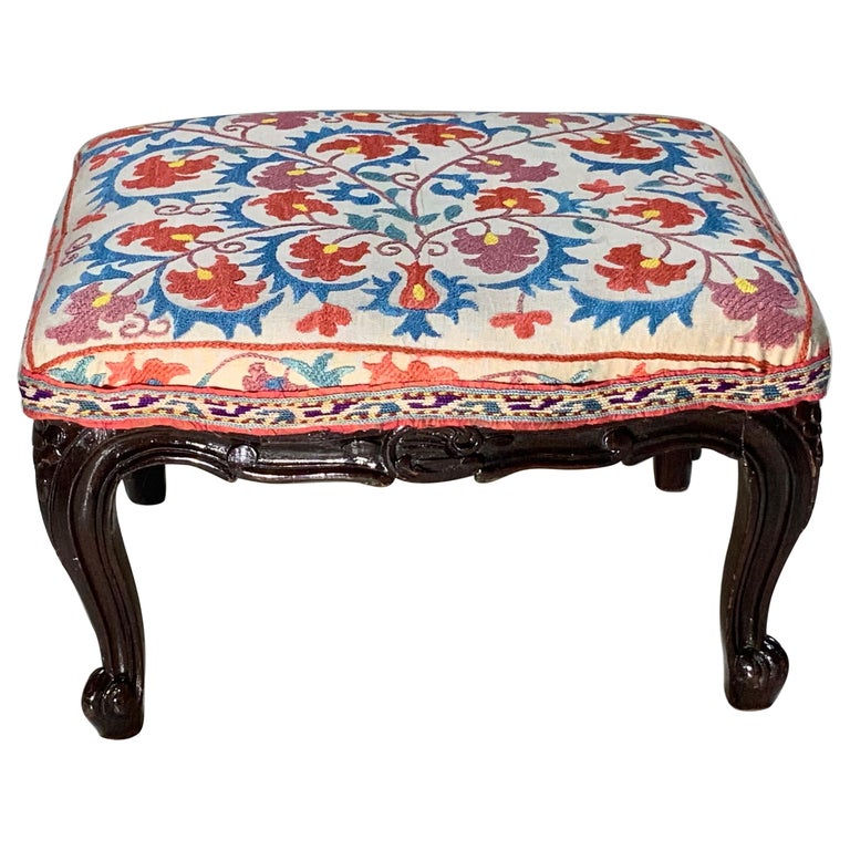 Antique Suzani Foot Stool at 1stDibs