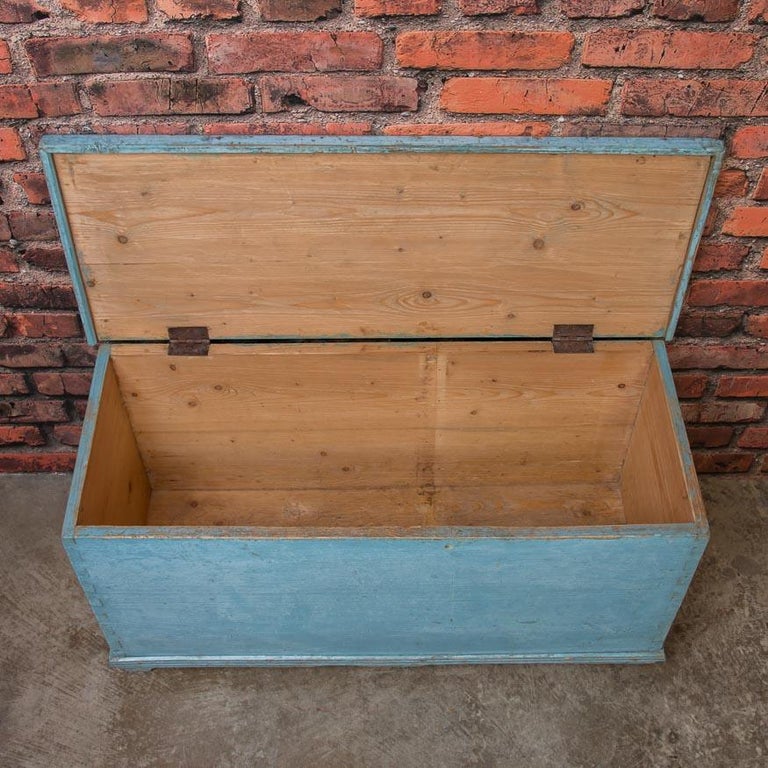 Antique Swedish Blue Painted Trunk at 1stDibs