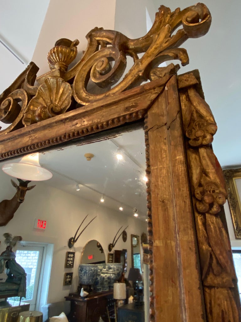 Antique Swedish Gilt and Carved Mirror For Sale at 1stDibs