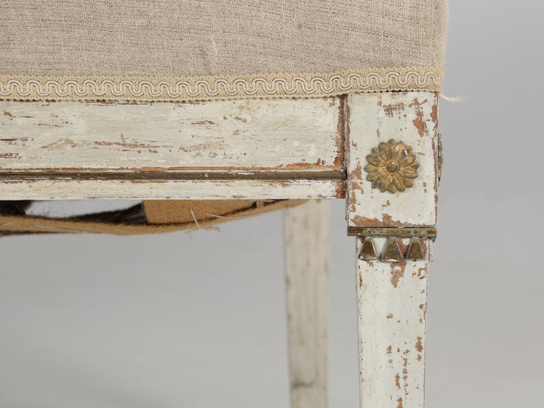 Antique Swedish Gustavian Style Settee in Putty Grey Paint with Newer ...