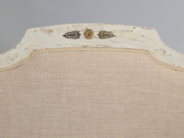 Antique Swedish Gustavian Style Settee in Putty Grey Paint with Newer ...