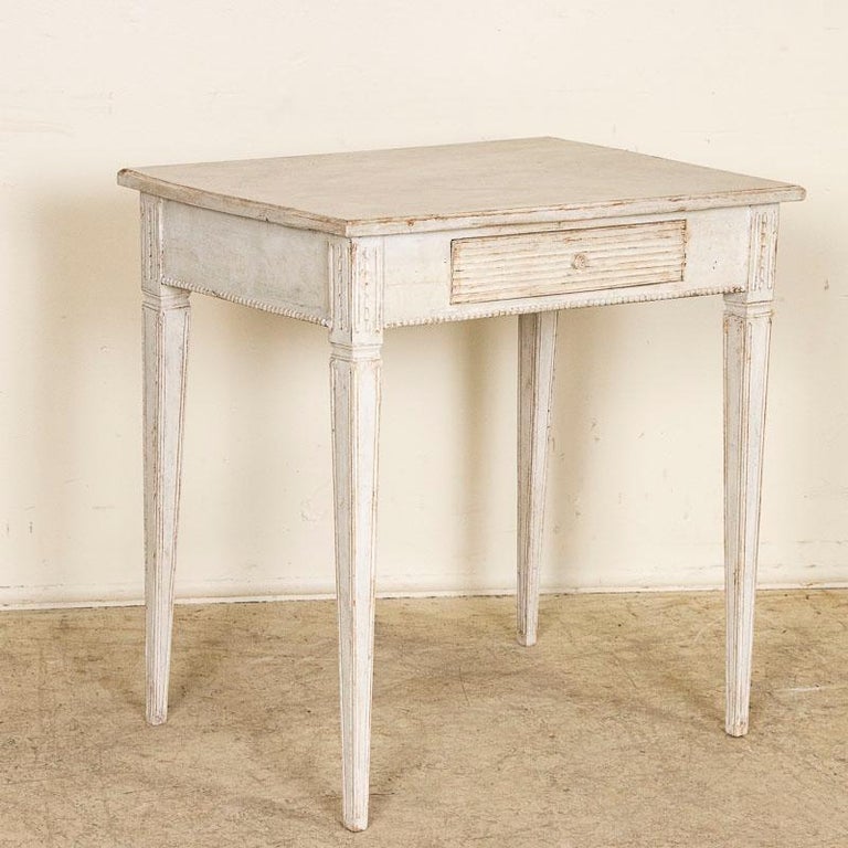 Antique Swedish Gustavian White Painted Side Table with Drawer at 1stDibs