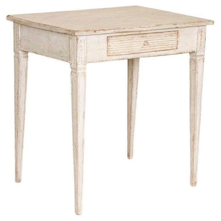Antique Swedish Gustavian White Painted Side Table with Drawer at 1stDibs