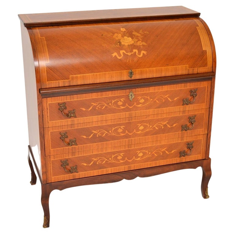 Antique Swedish Inlaid Marquetry Writing Bureau For Sale at 1stDibs