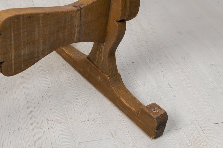 Antique Swedish Pine Folk Art Trestle Table For Sale at 1stDibs