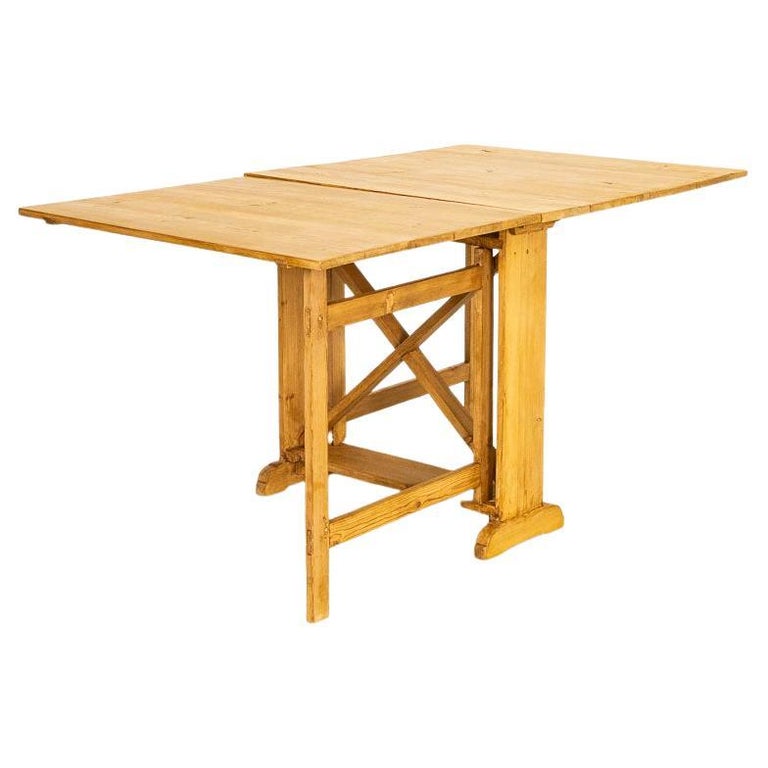 Antique Swedish Pine Gate Leg Drop Leaf Table For Sale at 1stDibs