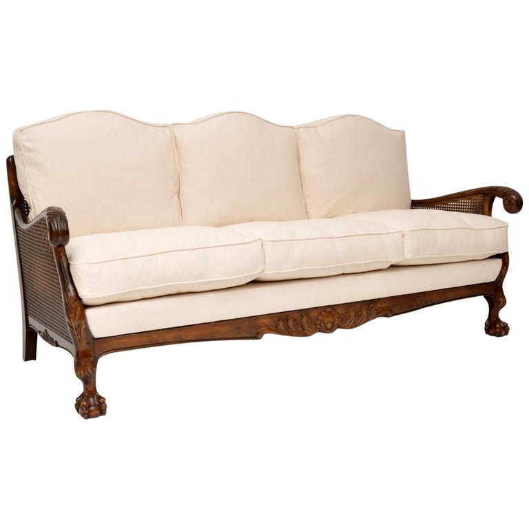 Antique Swedish Satin Birch Bergere Sofa at 1stDibs