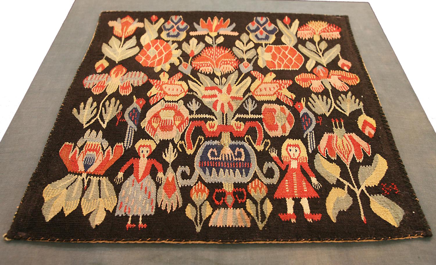 Antique Swedish Special Design Textile Black Background Color, ca. 1880 ...